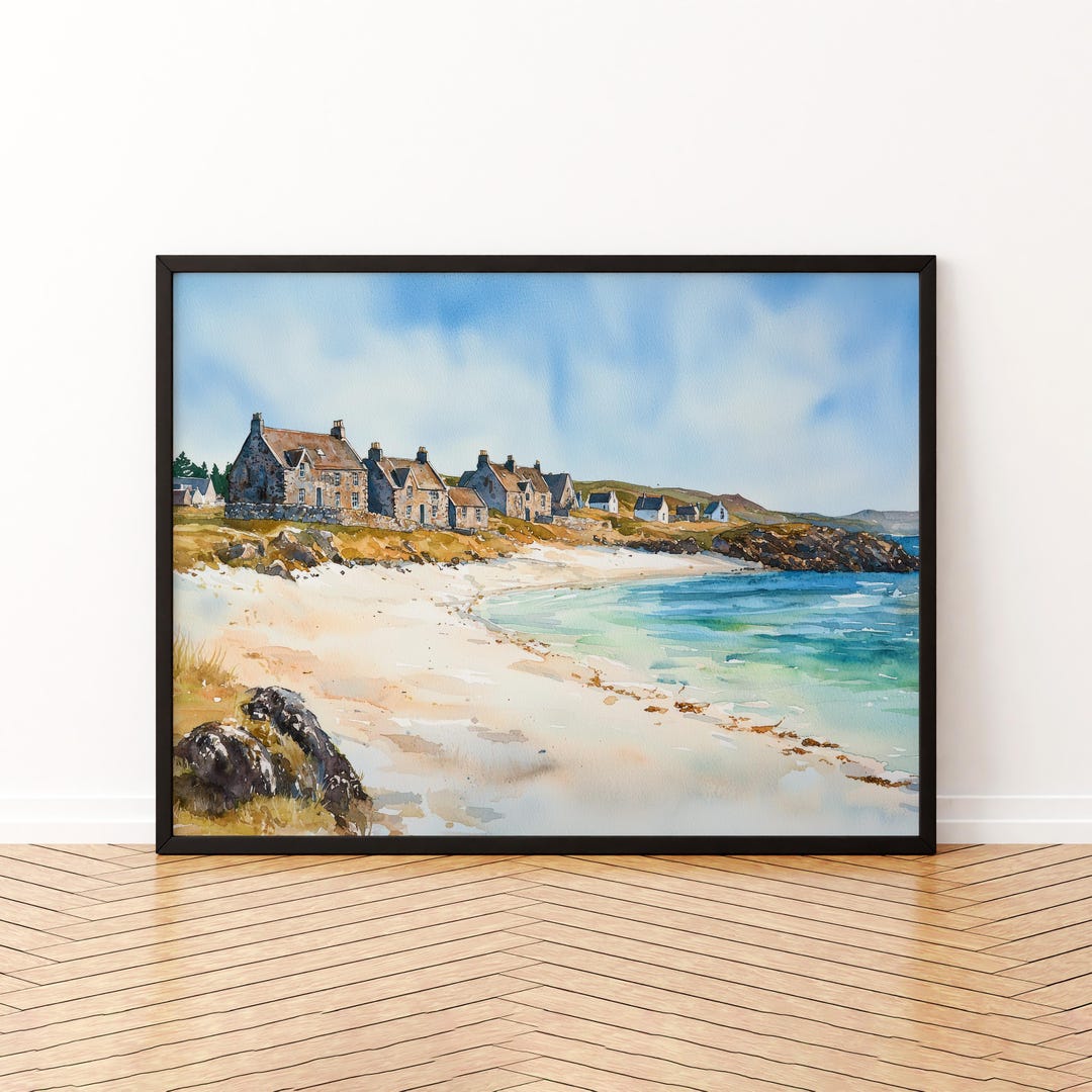 Isle of Iona Scotland Watercolor Poster Iona Travel Print Coastal ...