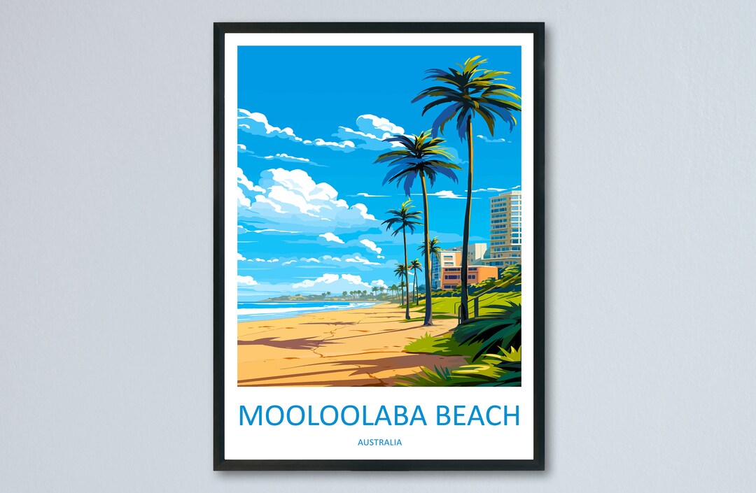 Mooloolaba Beach Travel Print Wall Art Mooloolaba Beach Wall Hanging ...