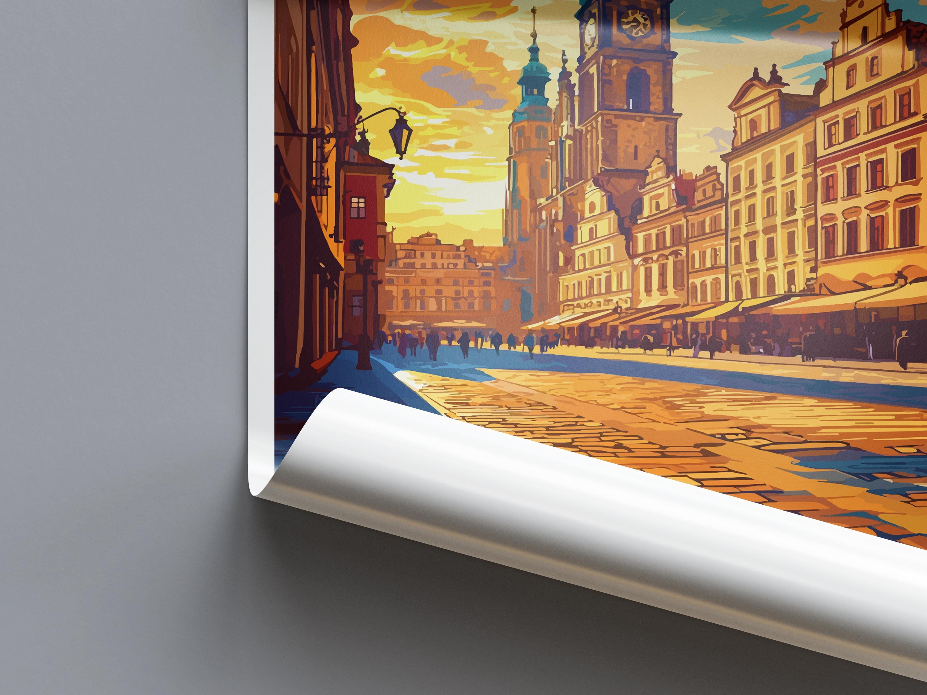 Krakow Travel Print Poland Wall Art Historic City Poster Old Town Decor ...