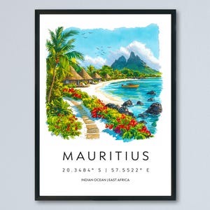 Mauritius Watercolor Poster Mauritius Travel Print Mauritius Wall Art ...