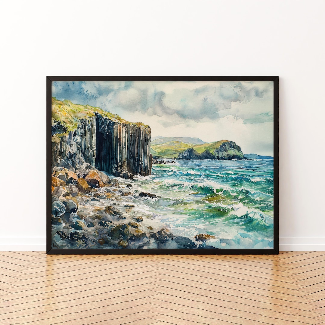 Isle of Mull and Staffa Scotland Watercolor Poster Scottish Islands ...