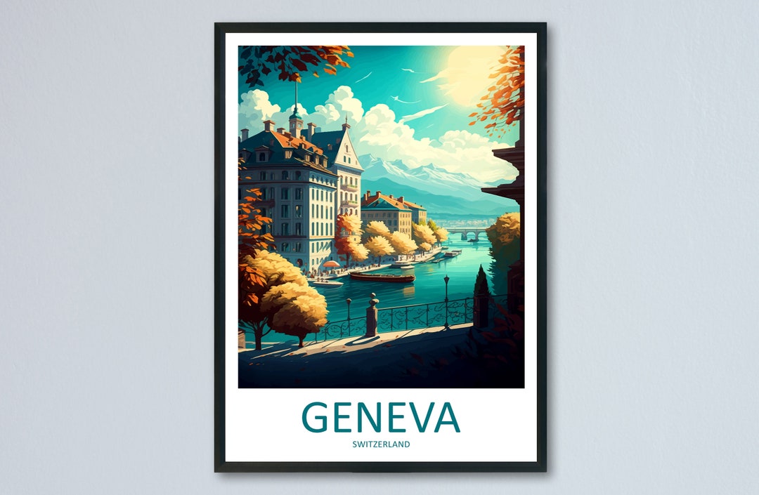 Geneva Travel Print Wall Art Geneva Wall Hanging Home Décor Geneva Gift ...
