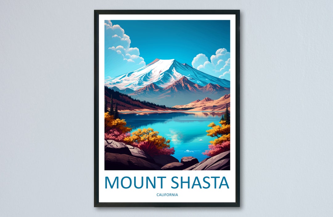 Mount Shasta Travel Print Wall Art Mount Shasta Wall Hanging Home Décor ...