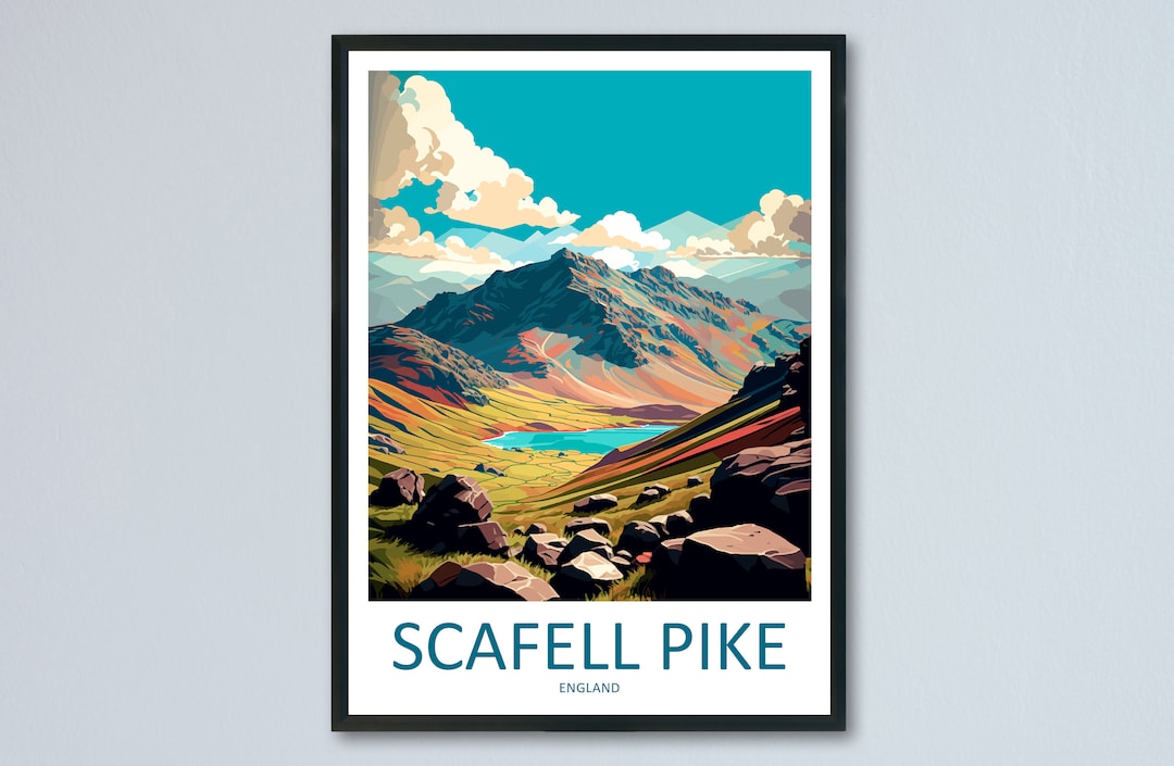 Scafell Pike Travel Print Wall Art Scafell Pike Wall Hanging Home Décor ...