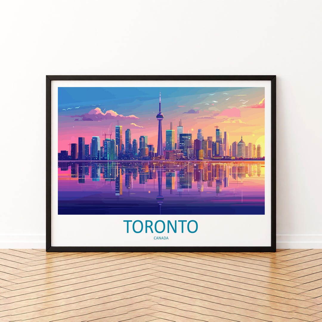 Toronto Canada Landscape Travel Poster Scenic City Skyline Wall Art ...