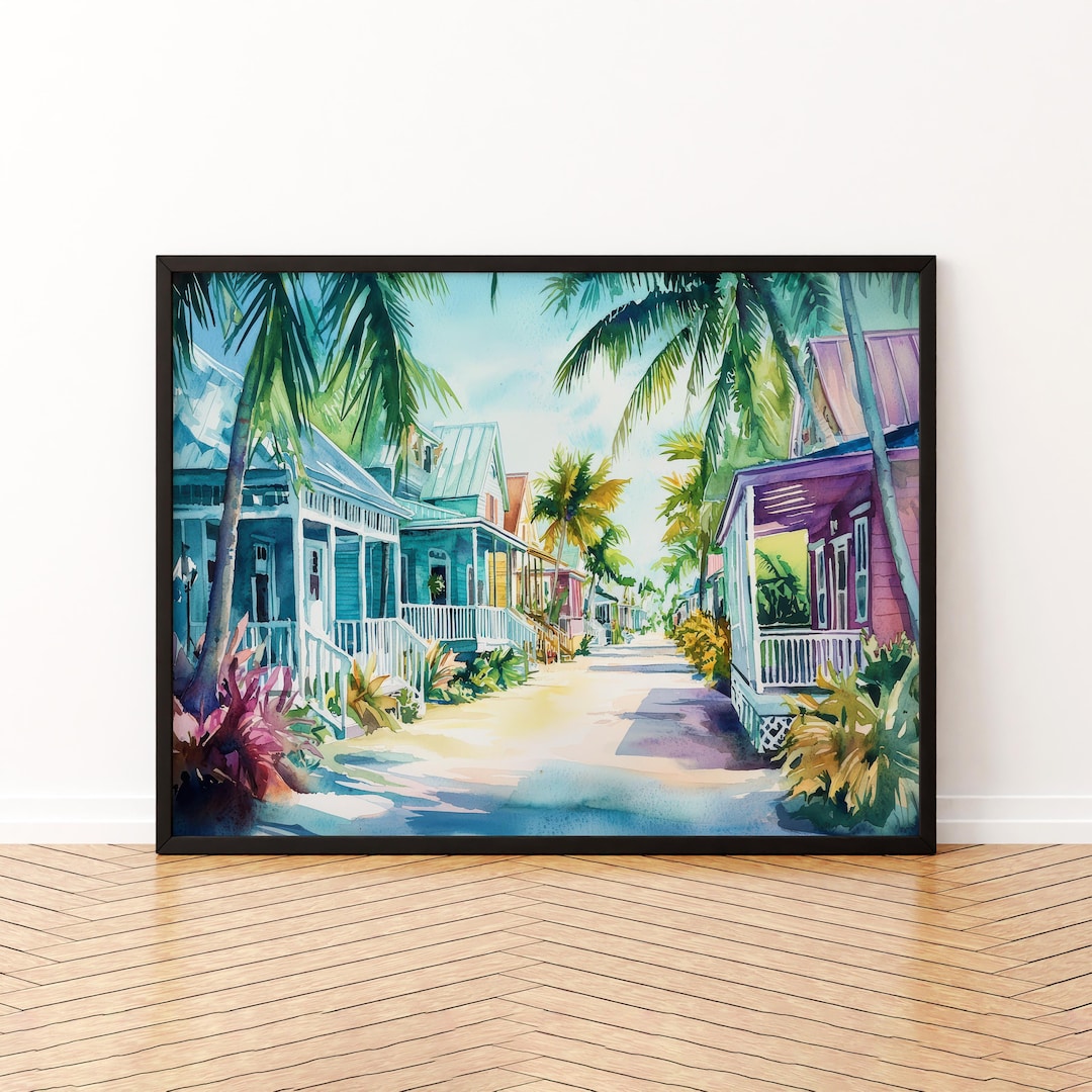 Key West Florida Watercolor Poster Key West Travel Print Coastal City ...