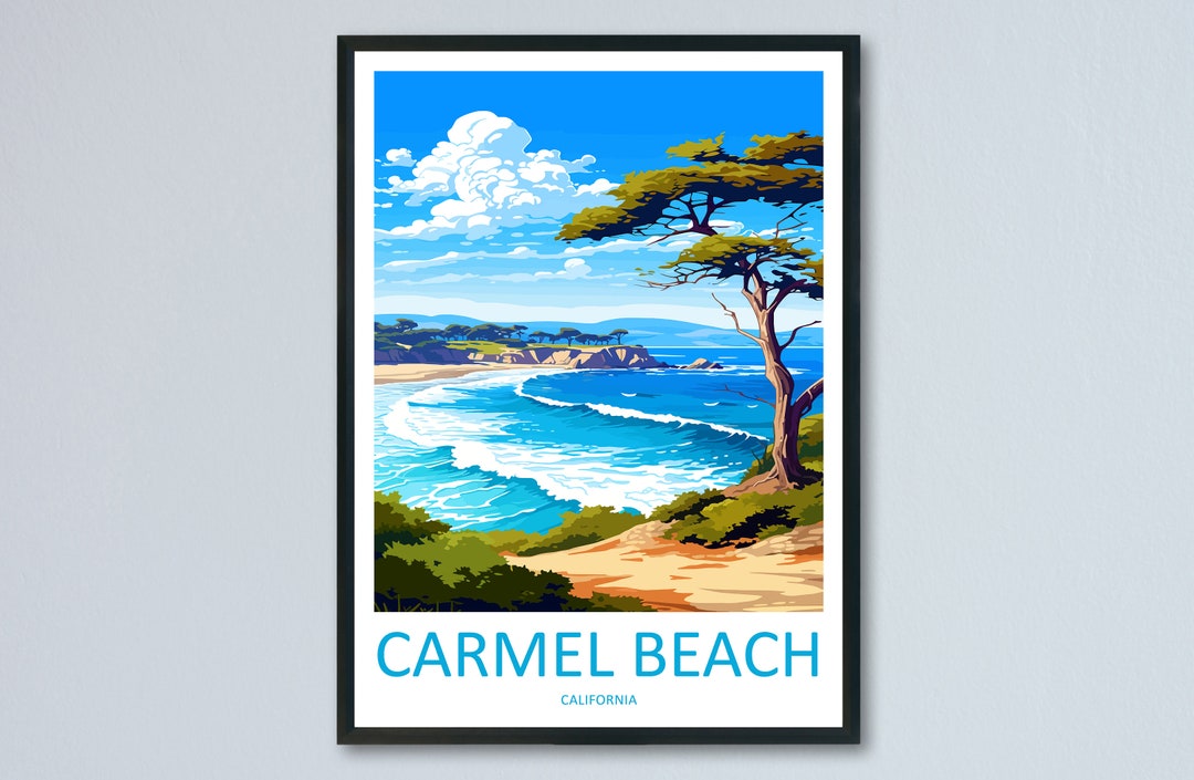 Carmel Beach Travel Print Wall Art Carmel Beach Wall Hanging Home Décor ...