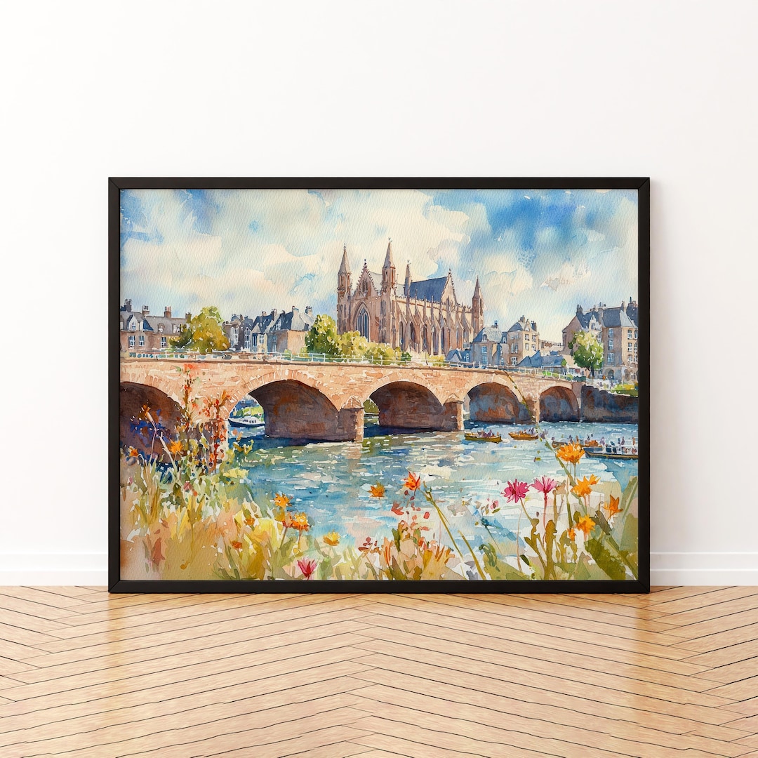 Exeter Watercolor Poster Cathedral City Wall Art Exeter Wall Hanging ...