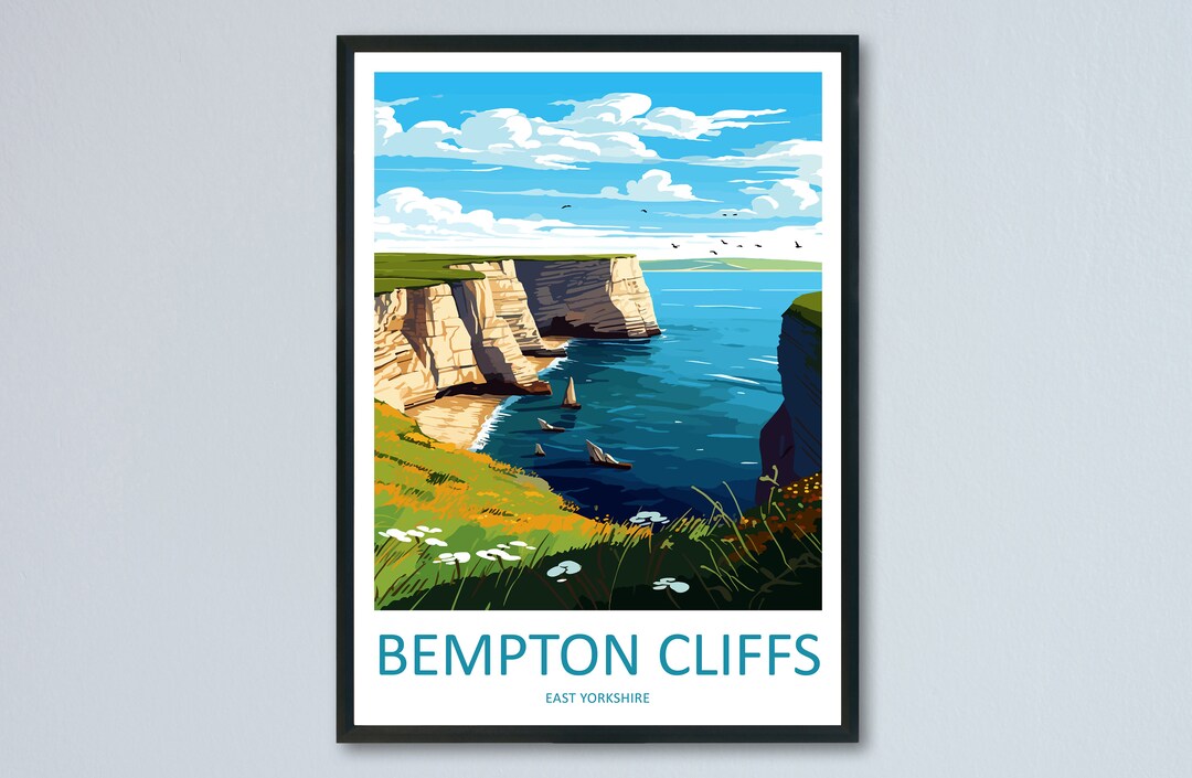 Bempton Cliffs Travel Print Wall Art Bempton Cliffs Wall Hanging Home ...