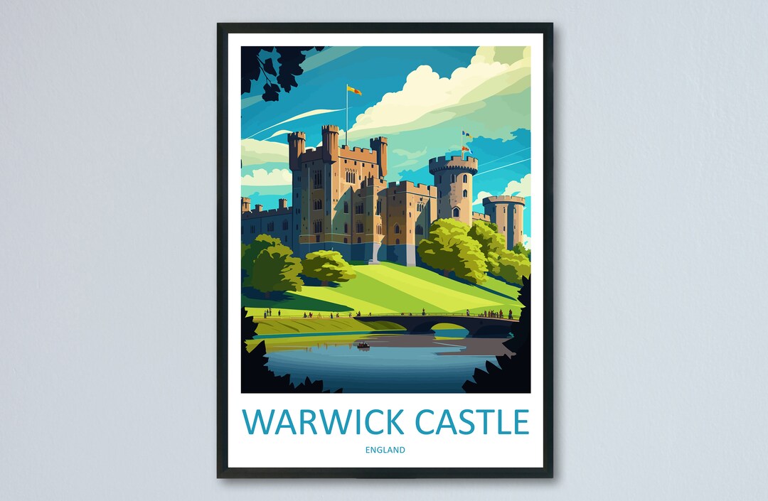 Warwick Castle Travel Print Wall Art Warwick Castle Wall Hanging Home ...