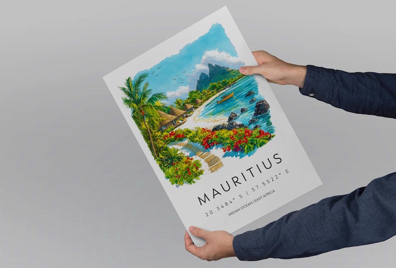 Mauritius Watercolor Poster Mauritius Travel Print Mauritius Wall Art ...