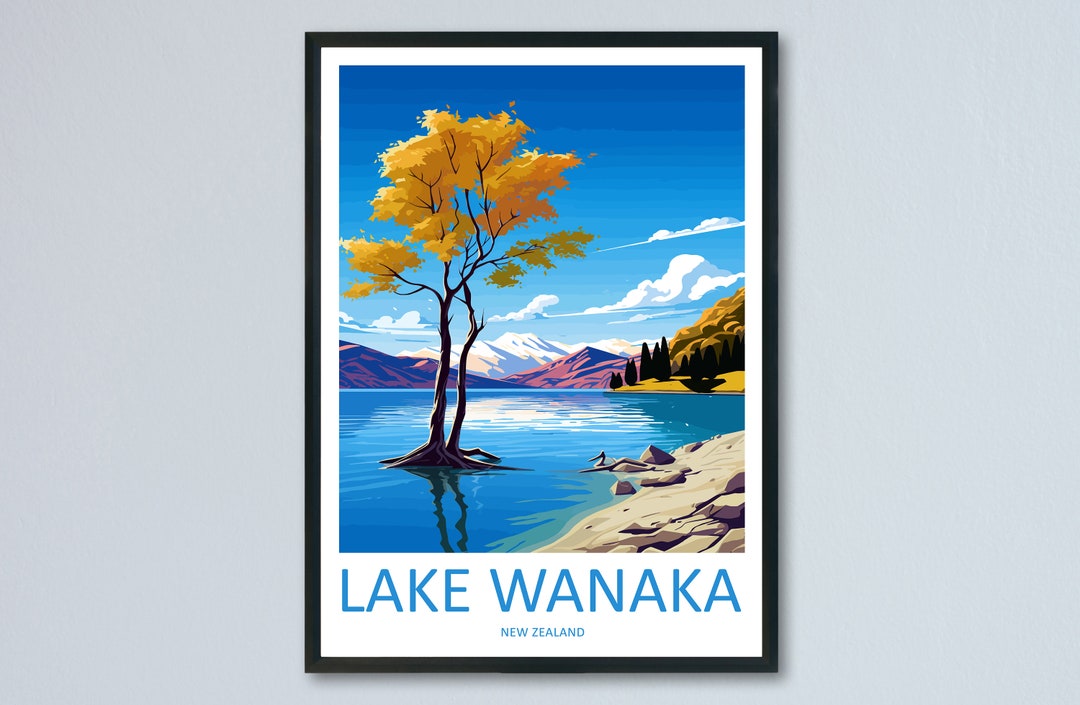 Lake Wanaka Travel Print Wall Art Lake Wanaka Wall Hanging Home Décor ...