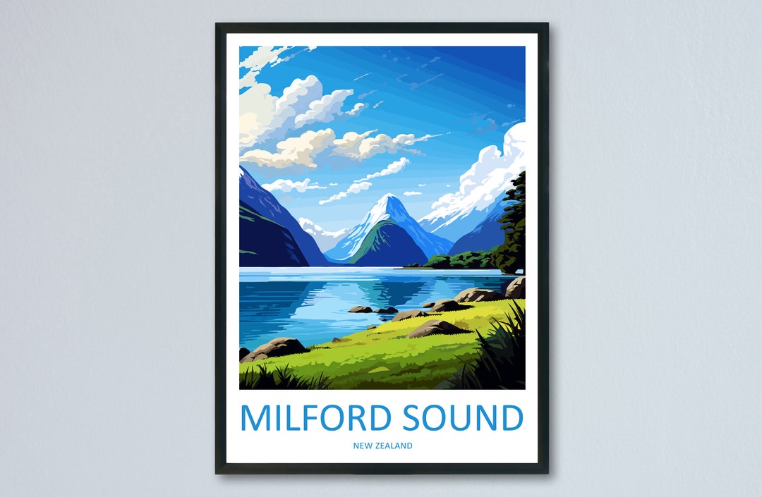 Milford Sound Travel Print Wall Art Milford Sound Wall Hanging Home ...