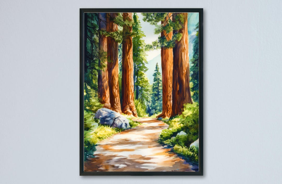 Sequoia National Park Watercolor Poster Sequoia National Park ...