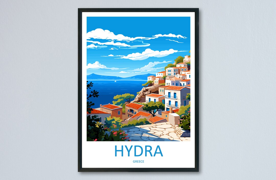 Hydra Travel Print Wall Art Hydra Greece Wall Hanging Home Decoration ...