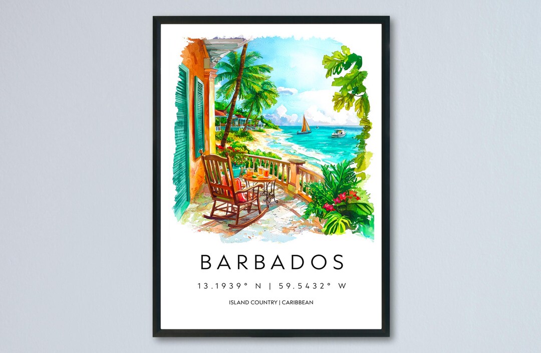 Barbados Watercolor Poster Barbados Travel Print Barbados Wall Art ...