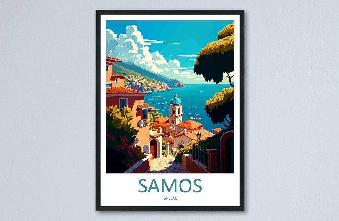 Samos Travel Print Wall Art Samos Greece Wall Hanging Home Decoration ...
