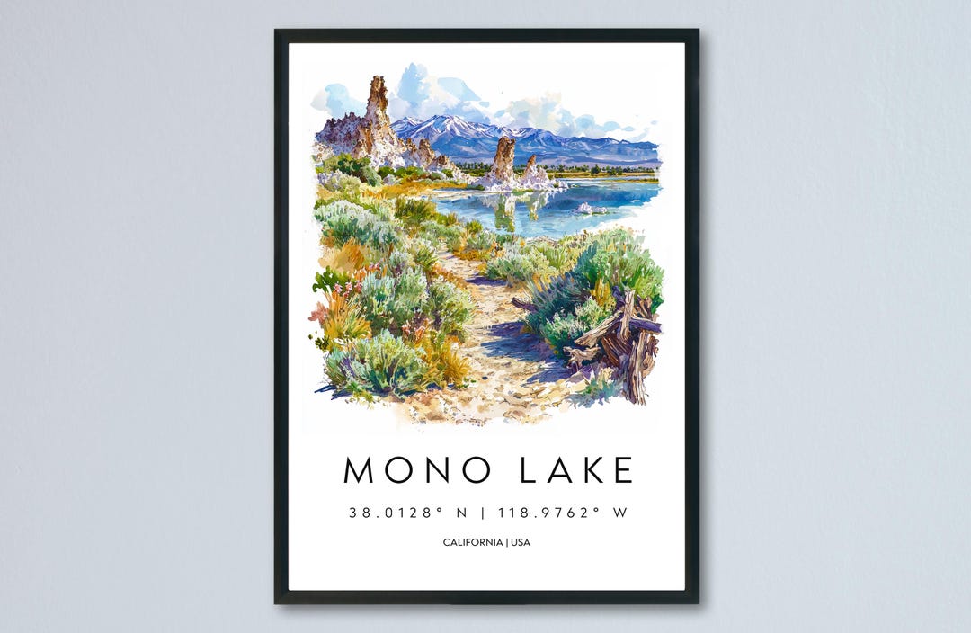 Mono Lake Watercolor Poster Mono Lake Travel Print California Nature ...