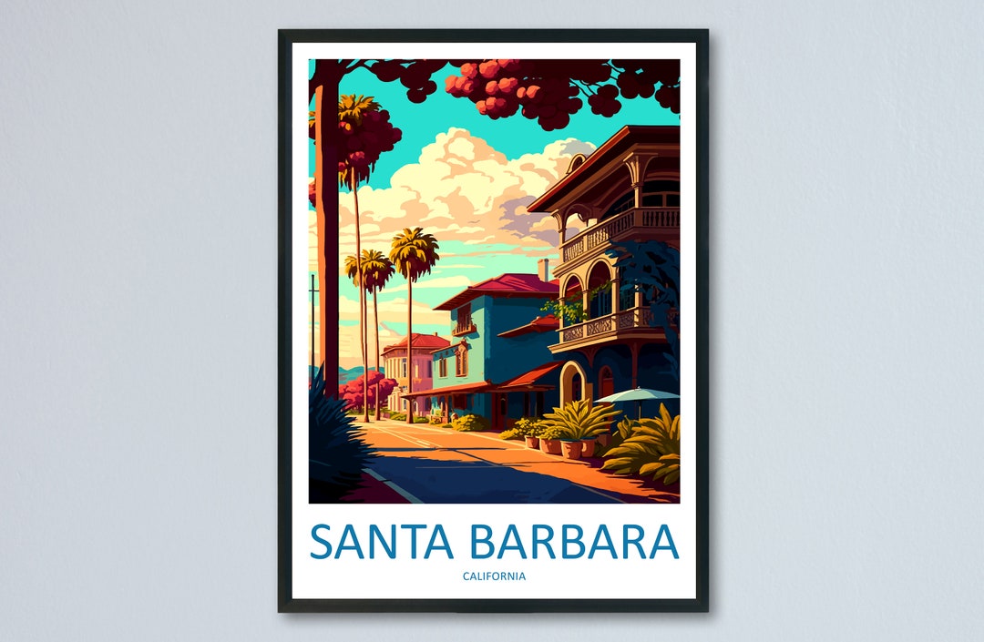 Santa Barbara Travel Print Wall Art Santa Barbara Wall Hanging Home ...
