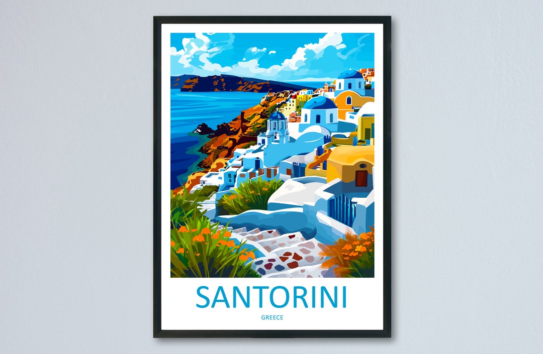 Santorini Travel Print Wall Art Santorini Greece Wall Hanging Home ...