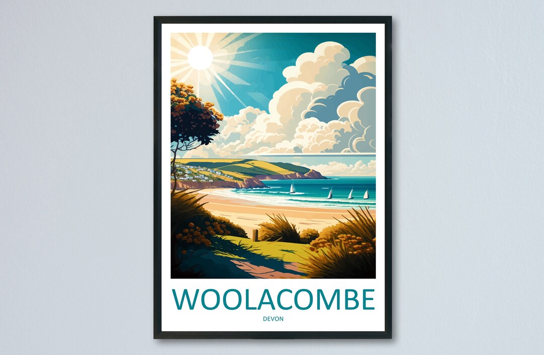 Woolacombe Travel Print Wall Art Woolacombe Wall Hanging Home Décor ...