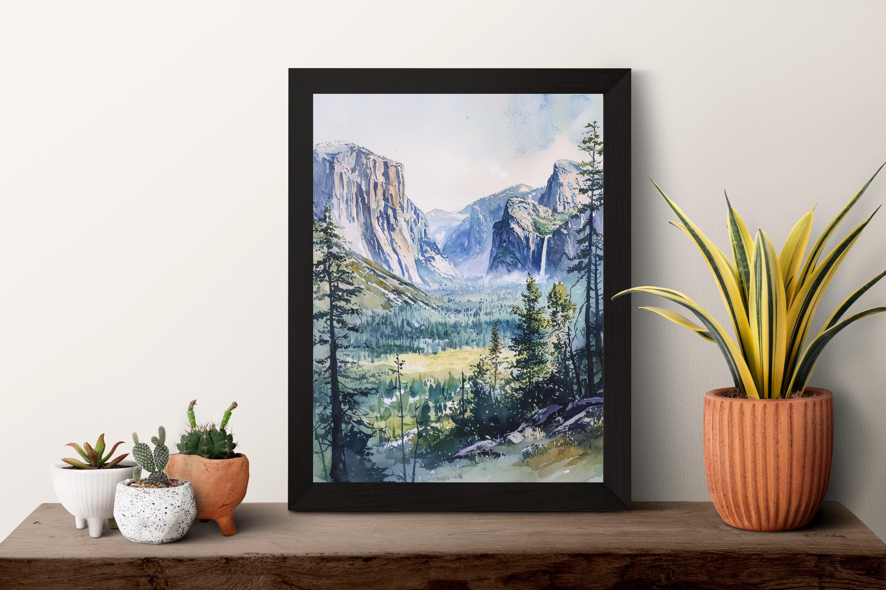 Yosemite Valley Watercolor Poster Yosemite Travel Print National Park ...