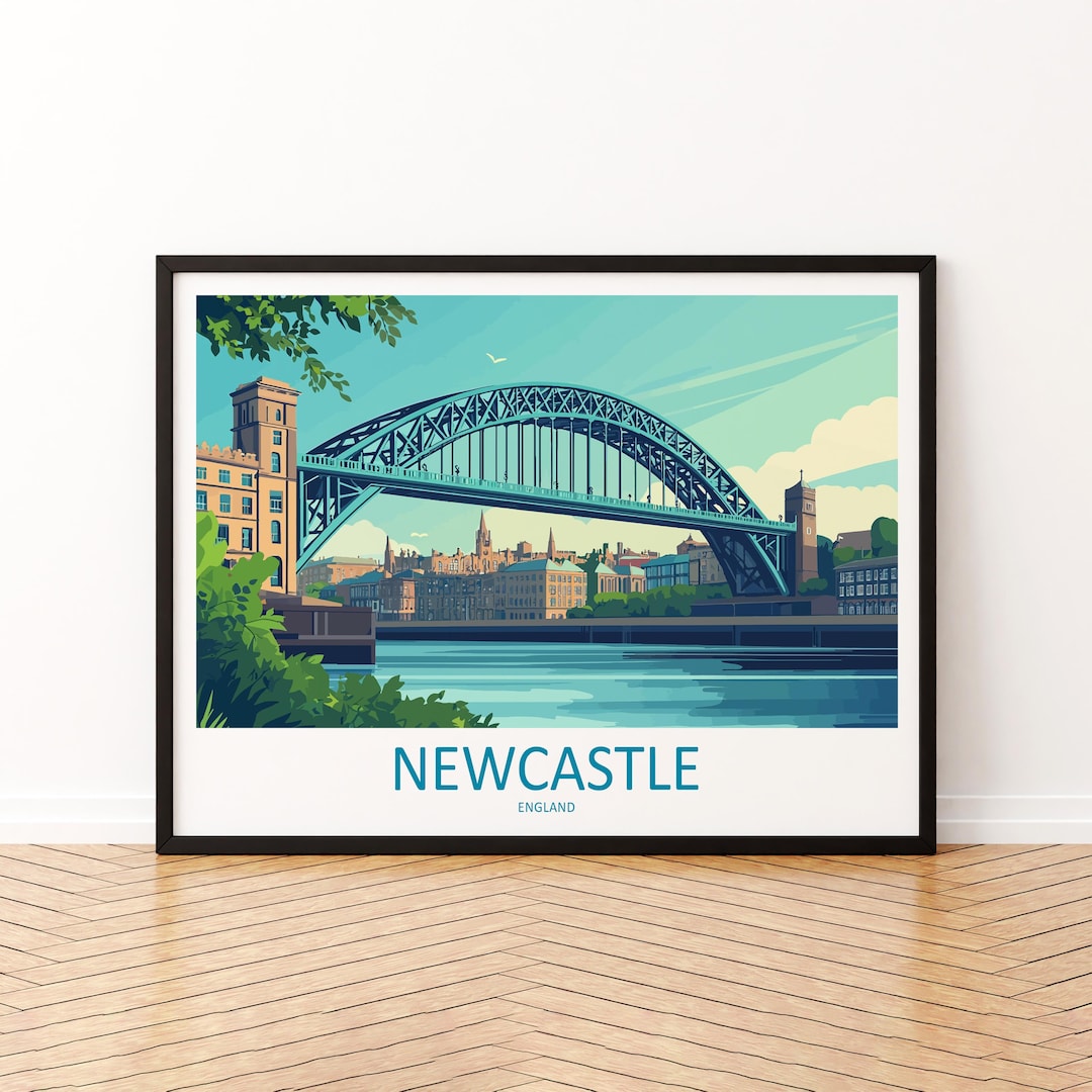Newcastle England Landscape Travel Poster Scenic City Wall Art UK ...