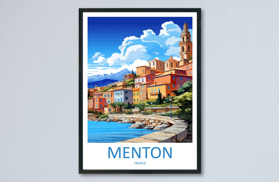Menton Travel Print Wall Art Menton Wall Hanging Home Décor Menton Gift ...