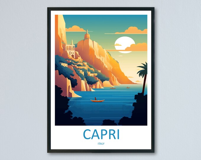 Capri Art Print Skyline, Capri Poster, Vertical Print, Capri Italy ...
