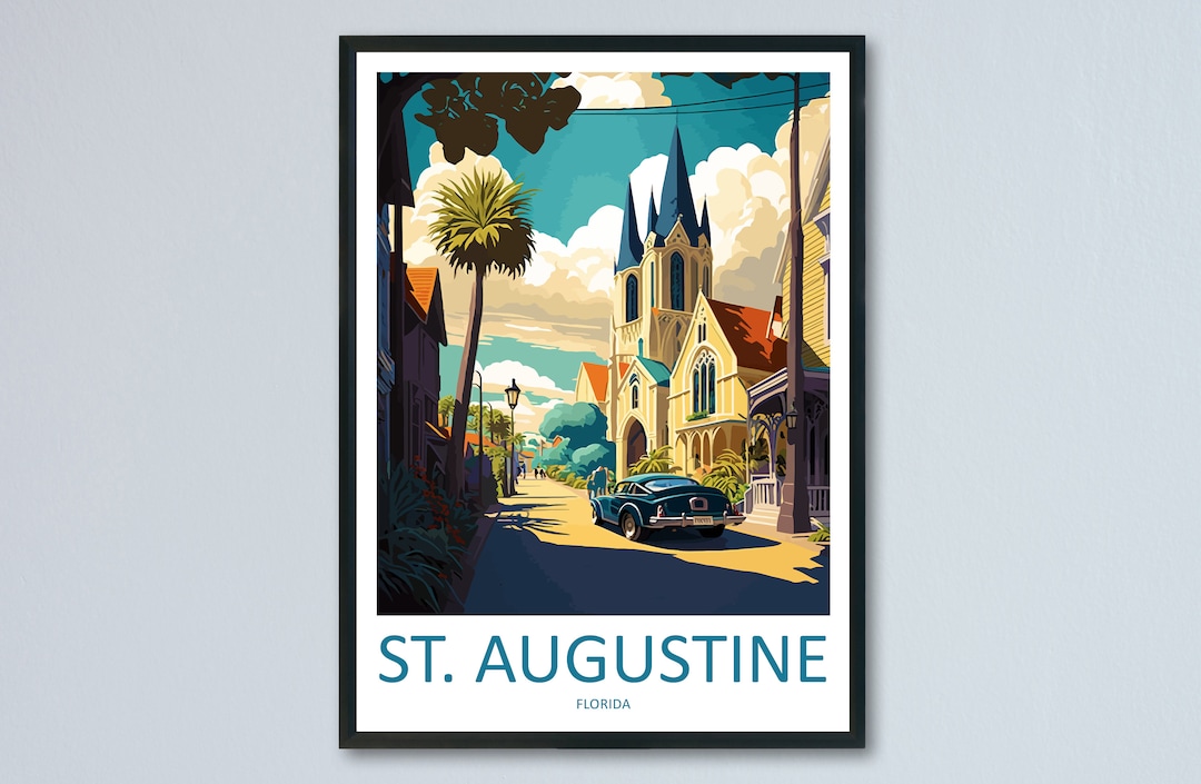 St. Augustine Travel Print Wall Art St. Augustine Wall Hanging Home ...