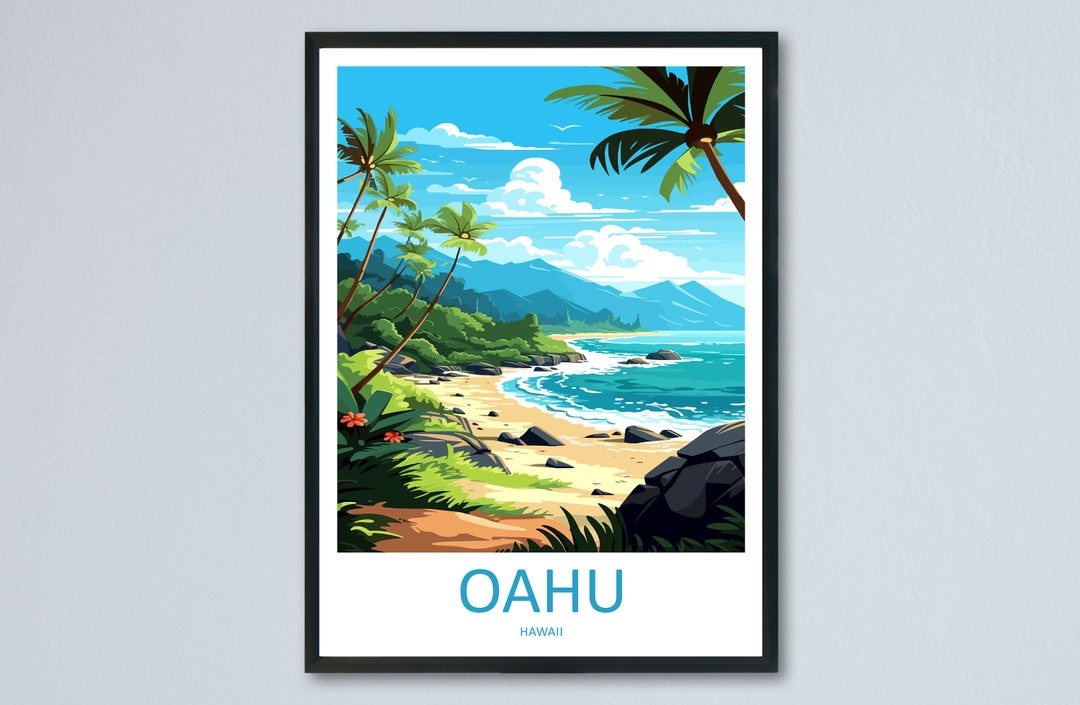 Oahu Travel Print Wall Art Oahu Wall Hanging Home Décor Oahu Gift Art ...