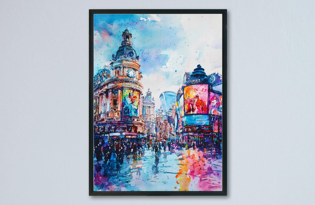 Piccadilly Circus Watercolor Poster Wall Art Piccadilly Circus Wall ...