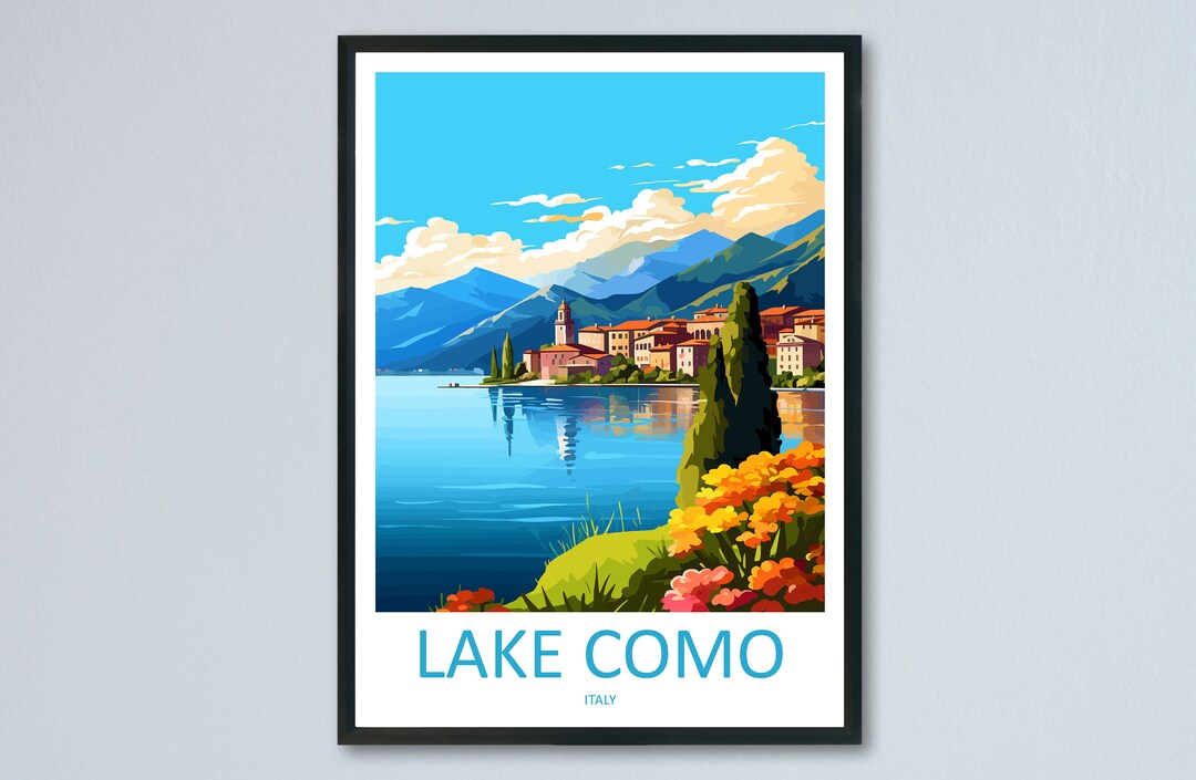 Lake Como Travel Print Wall Art Lake Como Italy Wall Hanging Home ...