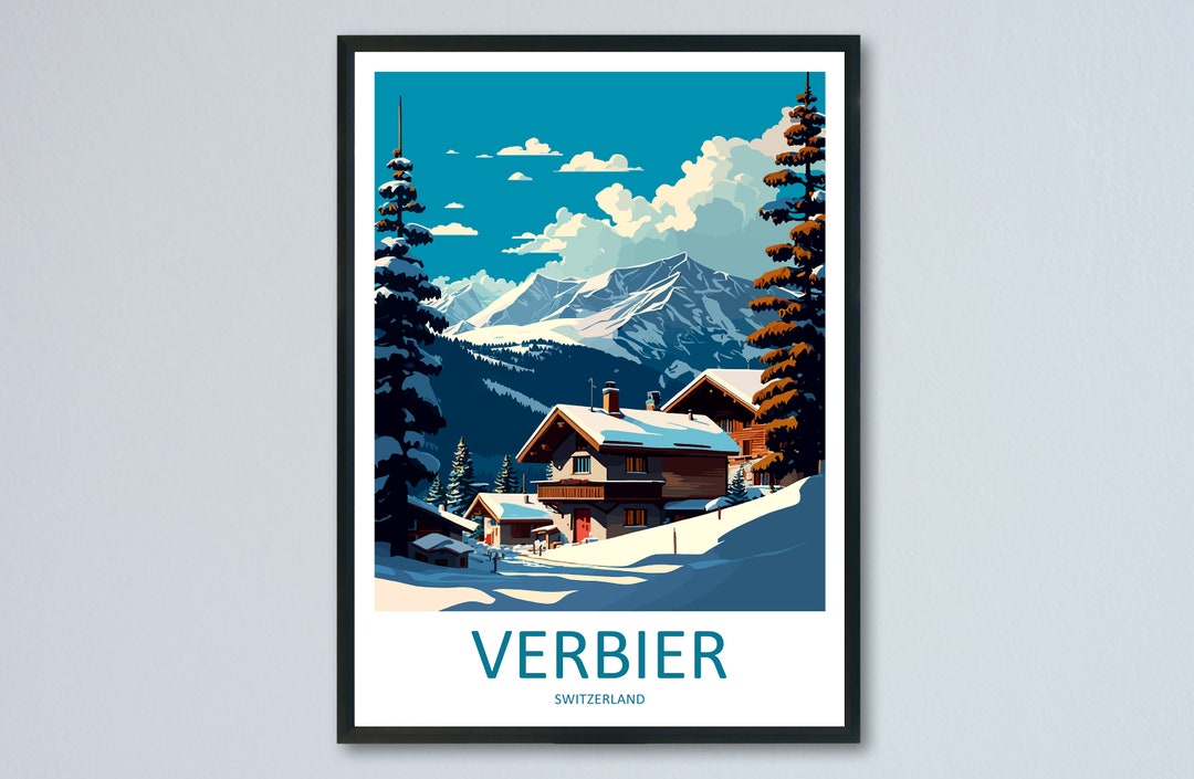 Verbier Travel Print Wall Art Verbier Wall Hanging Home Décor Verbier ...