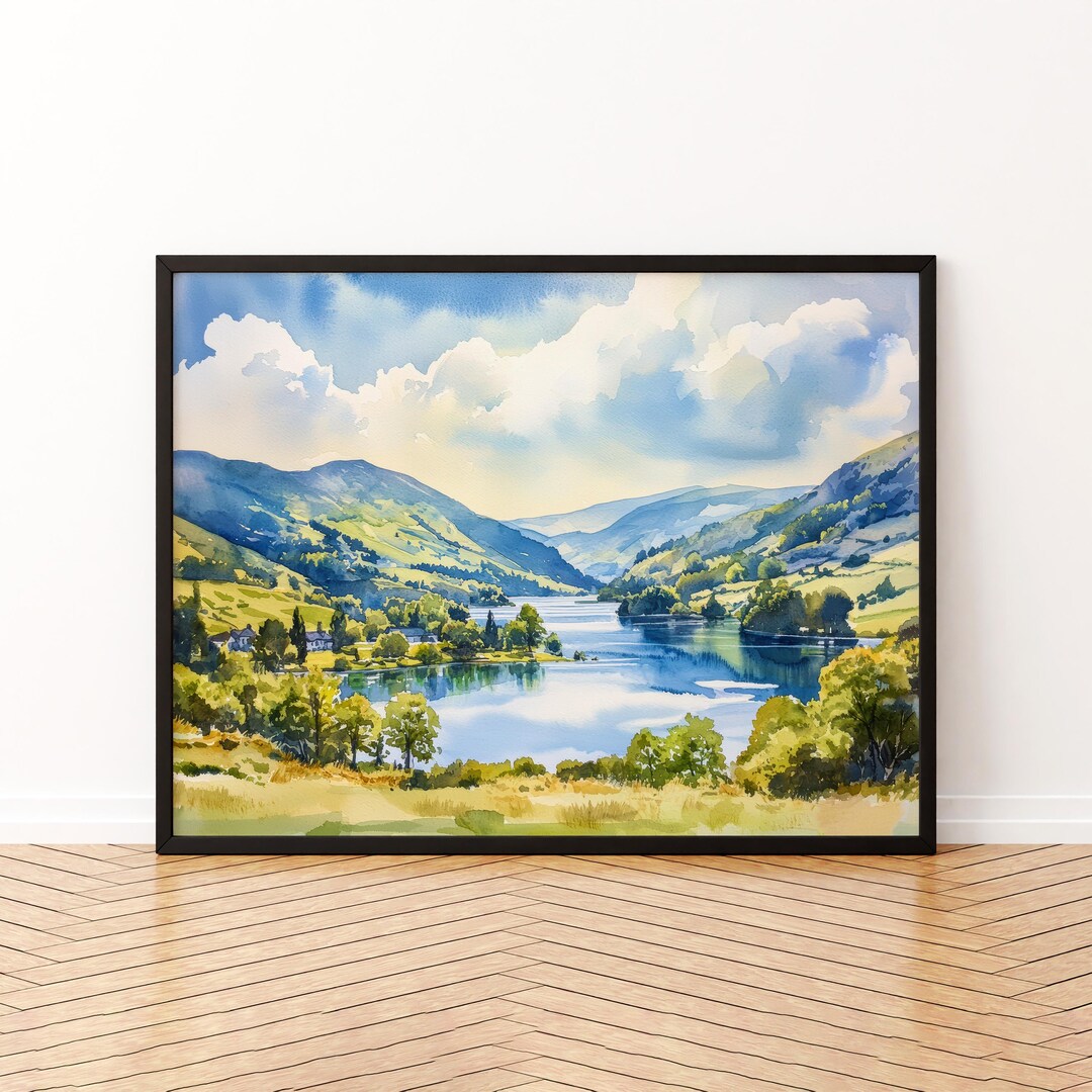Ambleside England Watercolor Poster Ambleside Travel Print Lake ...