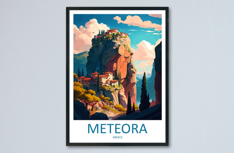 Meteora Travel Print Wall Art Meteora Greece Wall Hanging Home ...