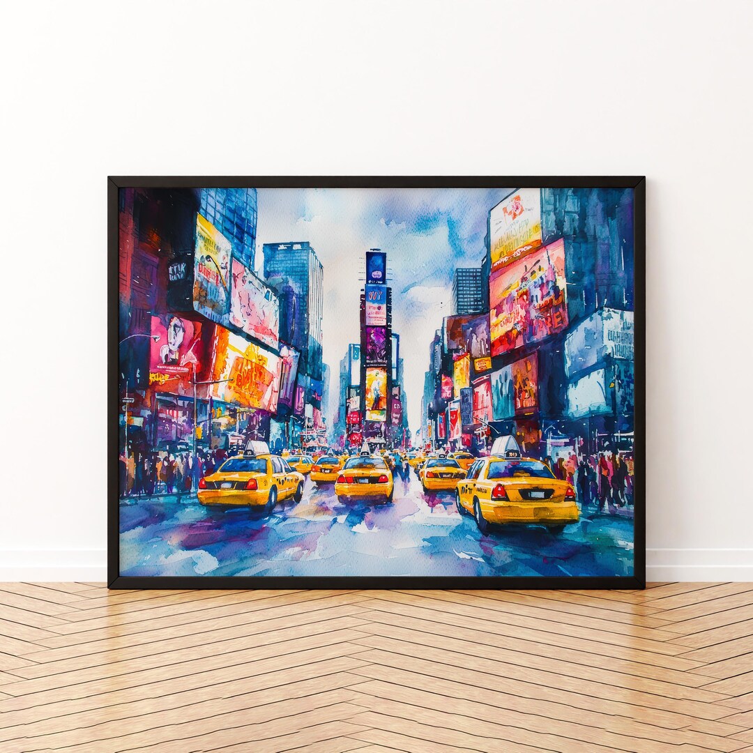 Times Square New York Watercolor Poster Times Square Travel Print NYC ...