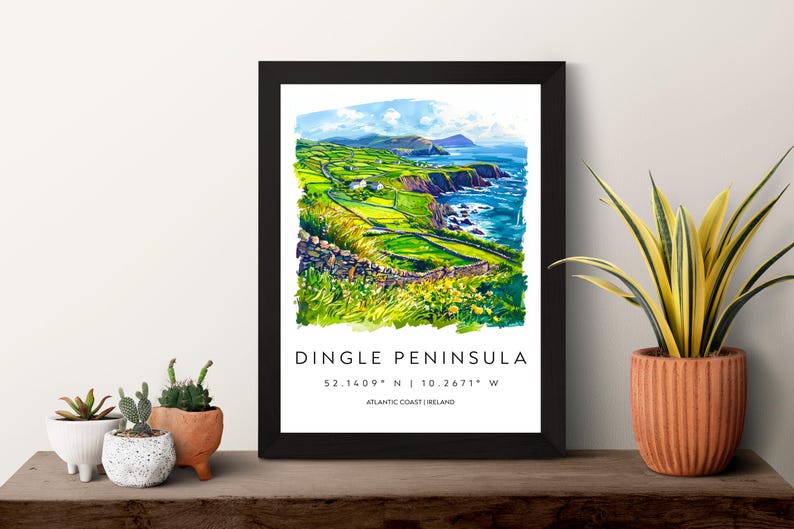 Dingle Peninsula Watercolor Poster Ireland Travel Print Dingle Wall Art ...