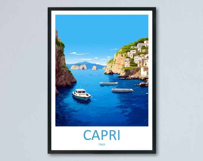 Capri Art Print Skyline, Capri Poster, Vertical Print, Capri Italy ...