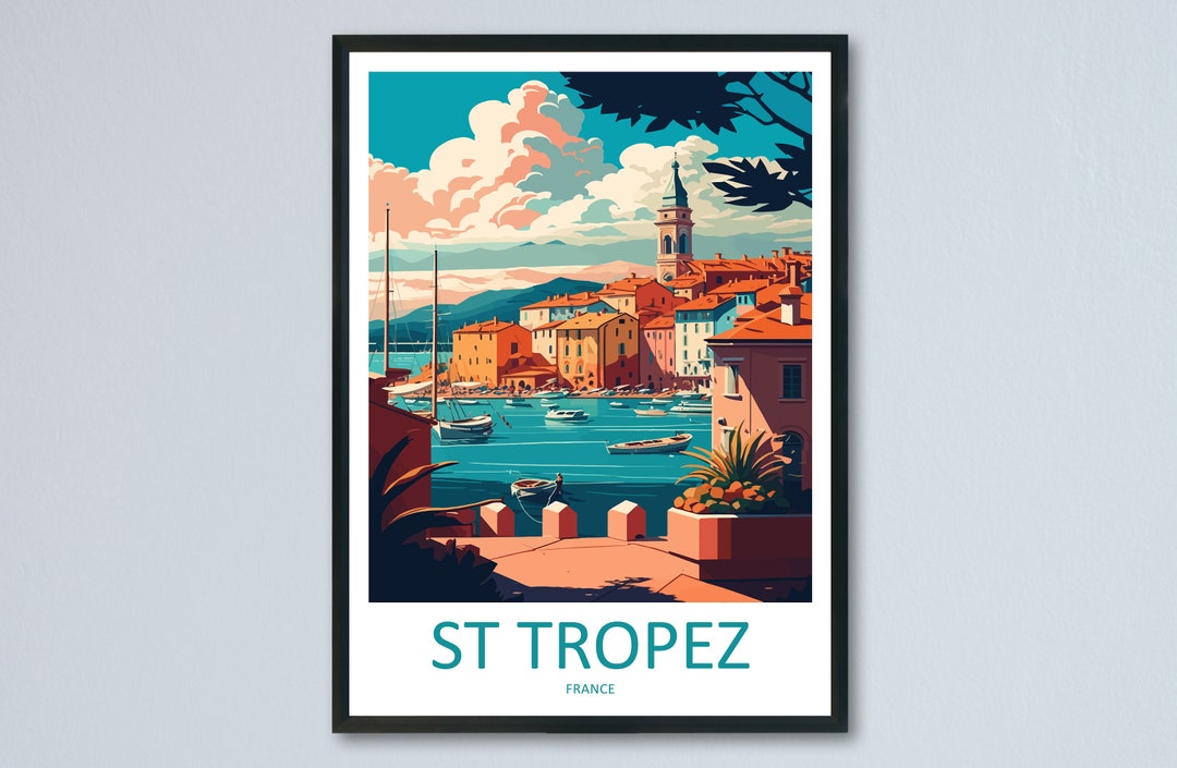St. Tropez Print St. Tropez Home Decor Seascape Art Print St. Tropez Wall Art for France ...