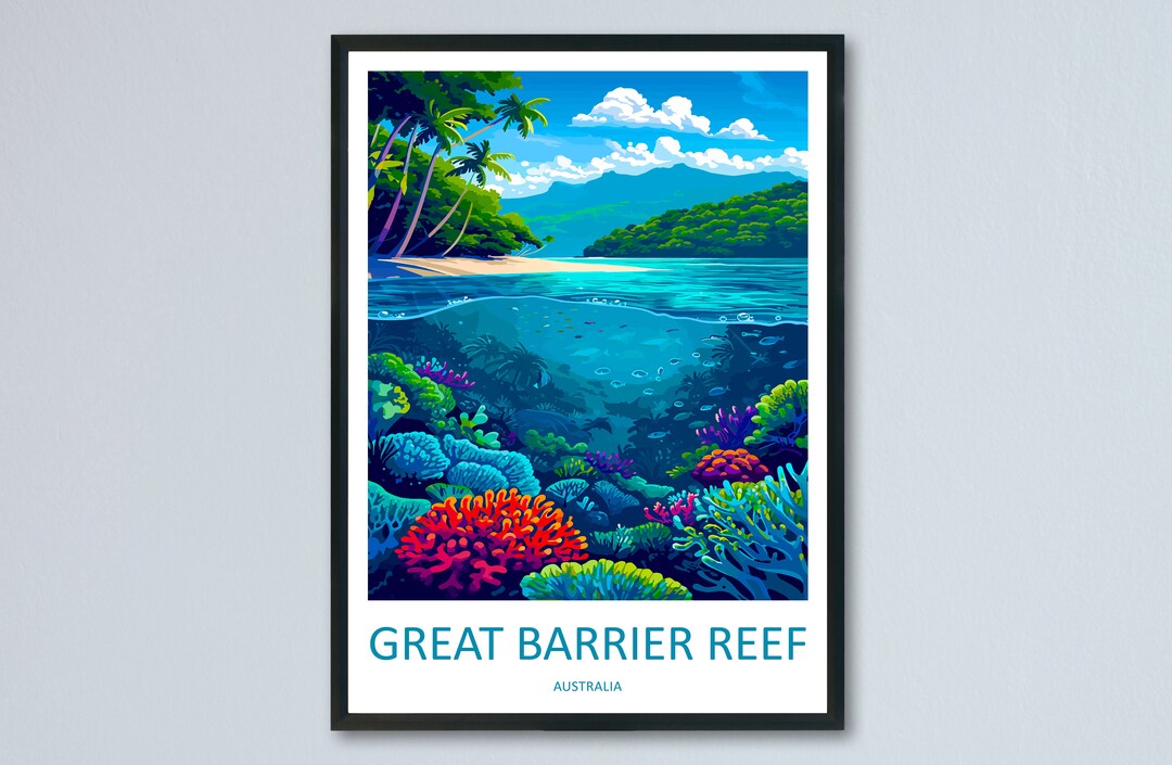 Great Barrier Reef Travel Print Wall Art Great Barrier Reef Wall ...
