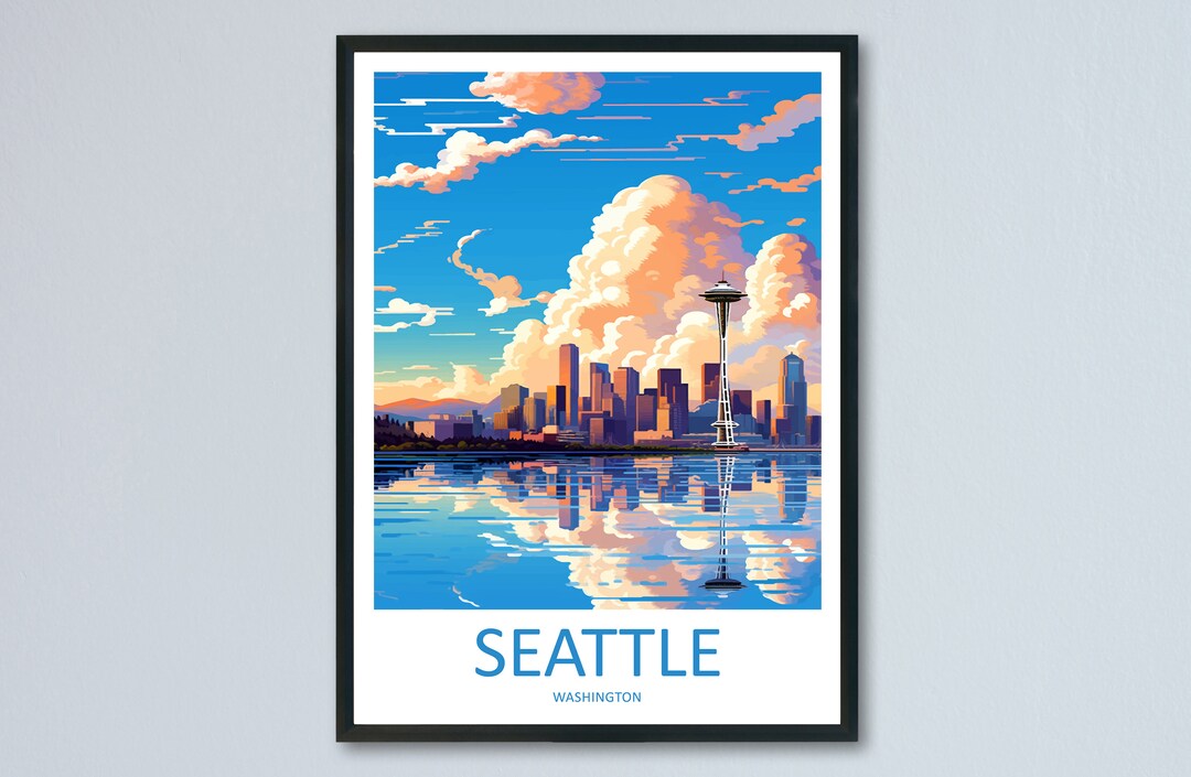 Seattle Travel Print Wall Art Seattle Wall Hanging Home Décor Seattle ...