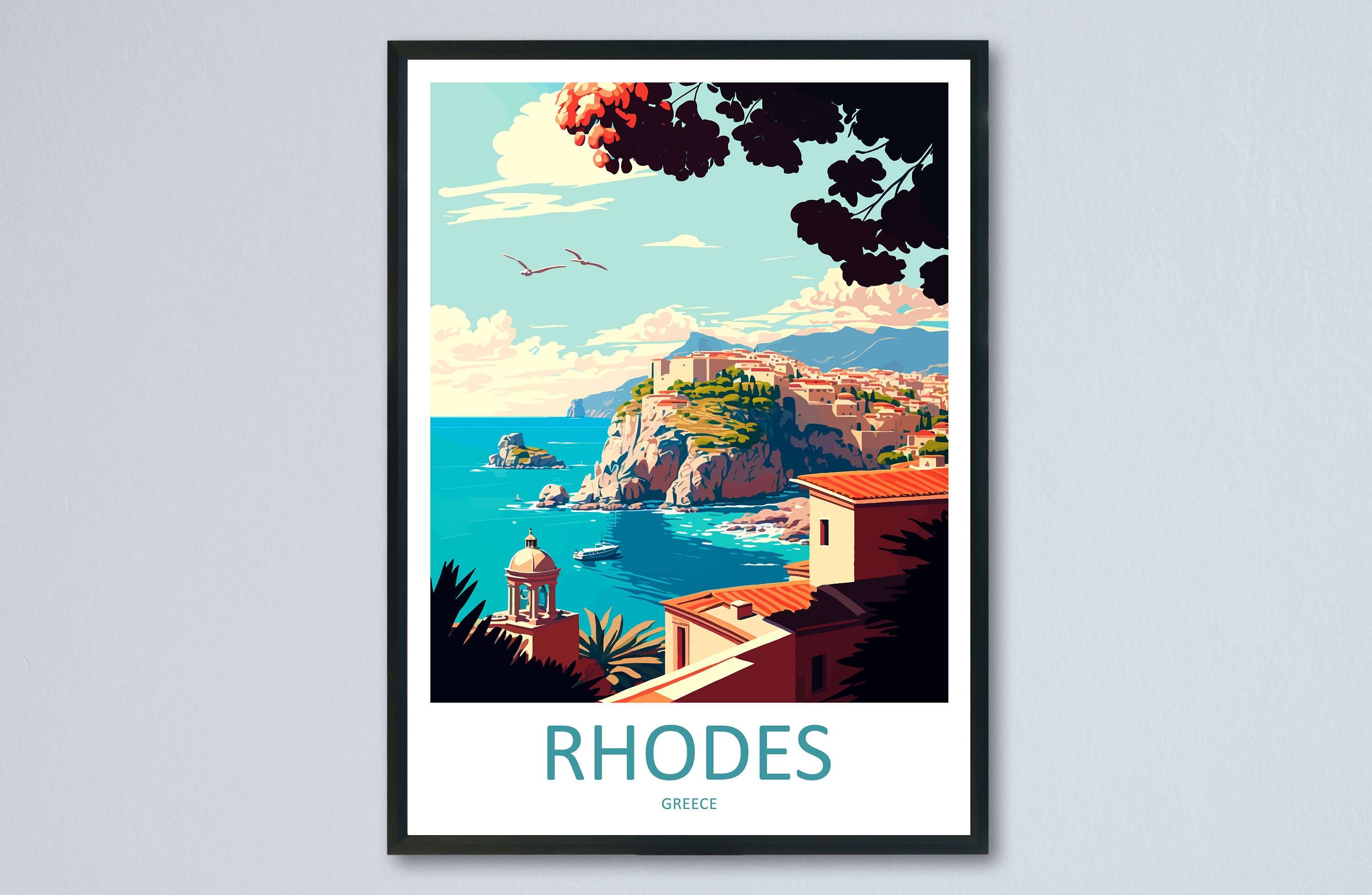 Rhodes Travel Print Wall Art Rhodes Greece Wall Hanging Home - Etsy UK