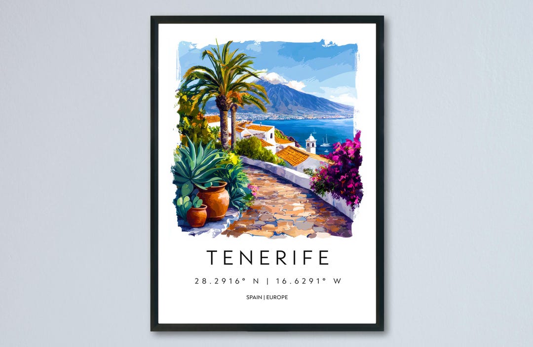 Tenerife Watercolor Poster Tenerife Travel Print Tenerife Wall Art ...
