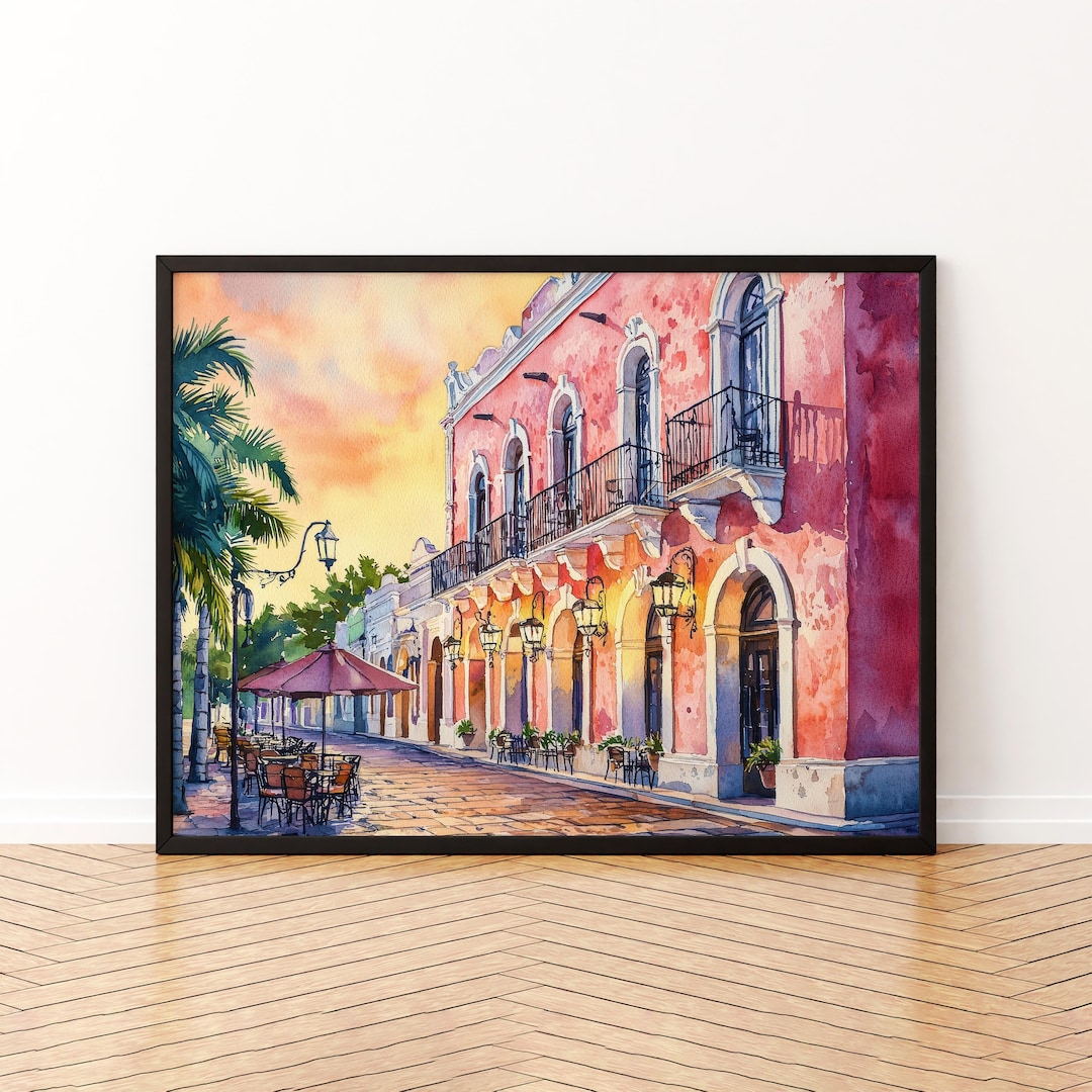 Mérida Mexico Watercolor Poster Mérida Travel Print Colonial City ...