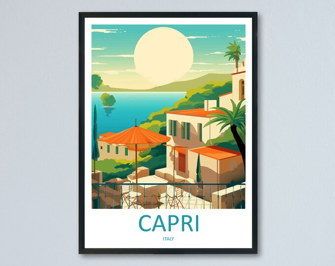 Capri Art Print Skyline, Capri Poster, Vertical Print, Capri Italy ...