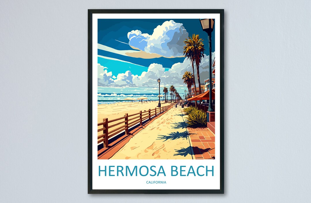 Hermosa Beach Travel Print Wall Art Hermosa Beach Wall Hanging Home ...