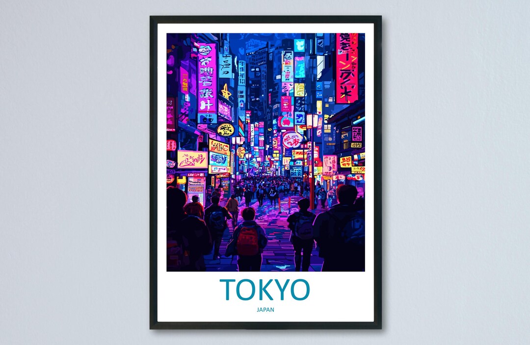 Tokyo Travel Print Japan Wall Art Cityscape Poster Neon Decor Gift for ...