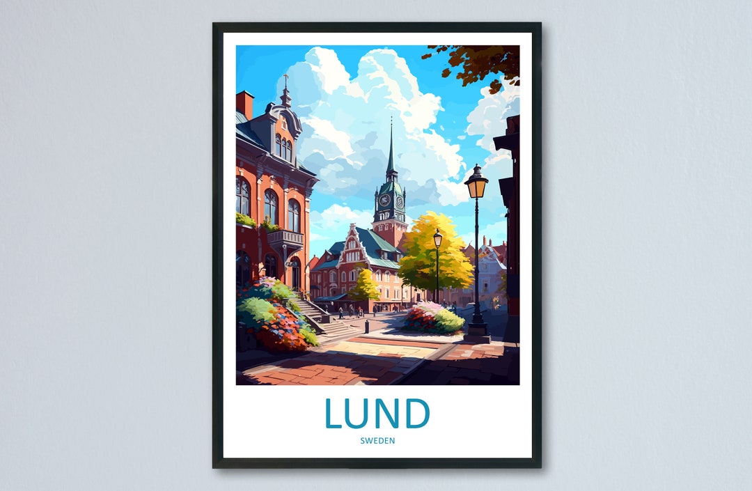 Lund Travel Print Wall Art Lund Wall Hanging Home Décor Lund Gift Art ...