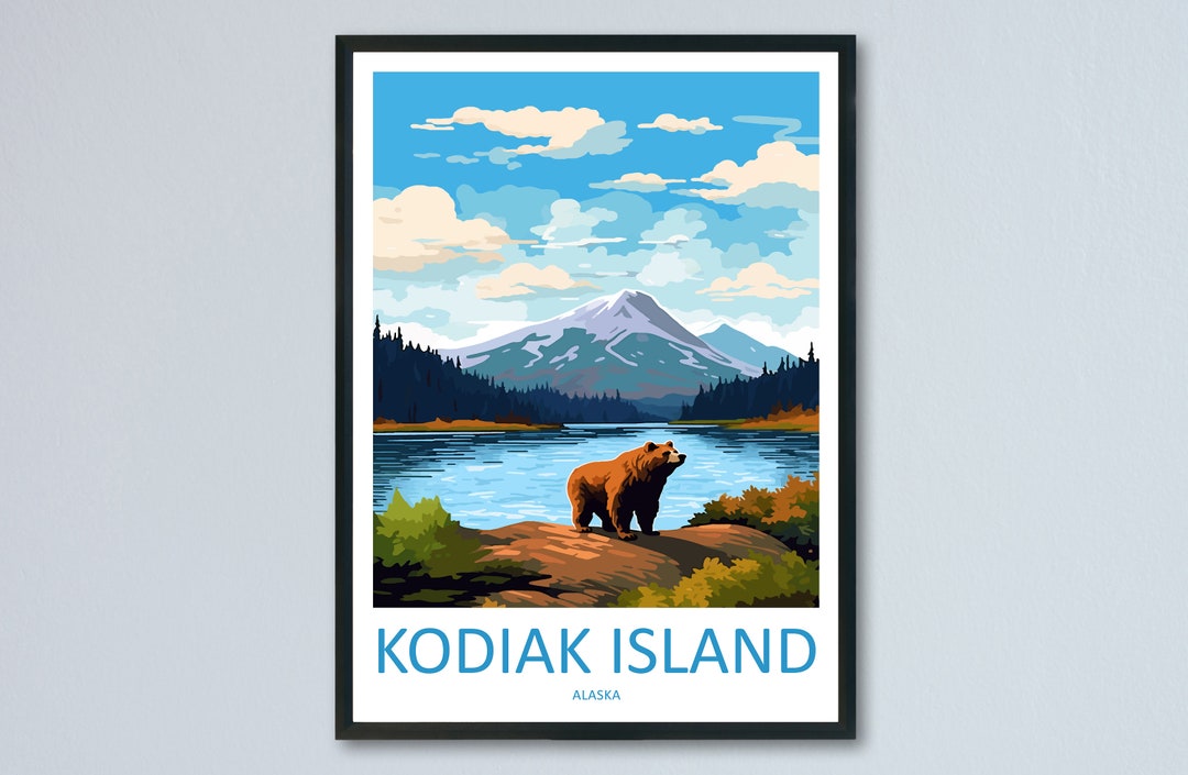 Kodiak Island Travel Print Wall Art Kodiak Island Wall Hanging Home ...